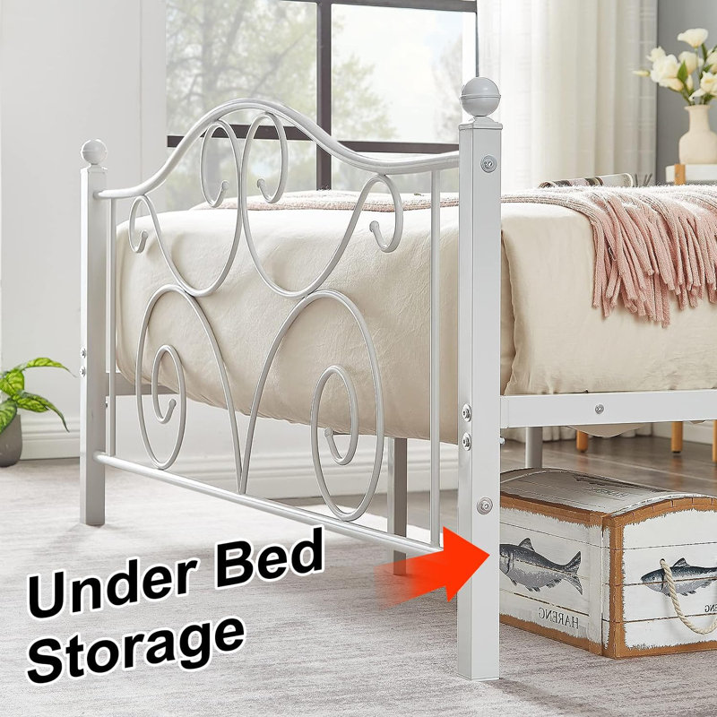 Full Size Bed Frame With Headboard And Footboard Heavy Duty Metal Slat Support